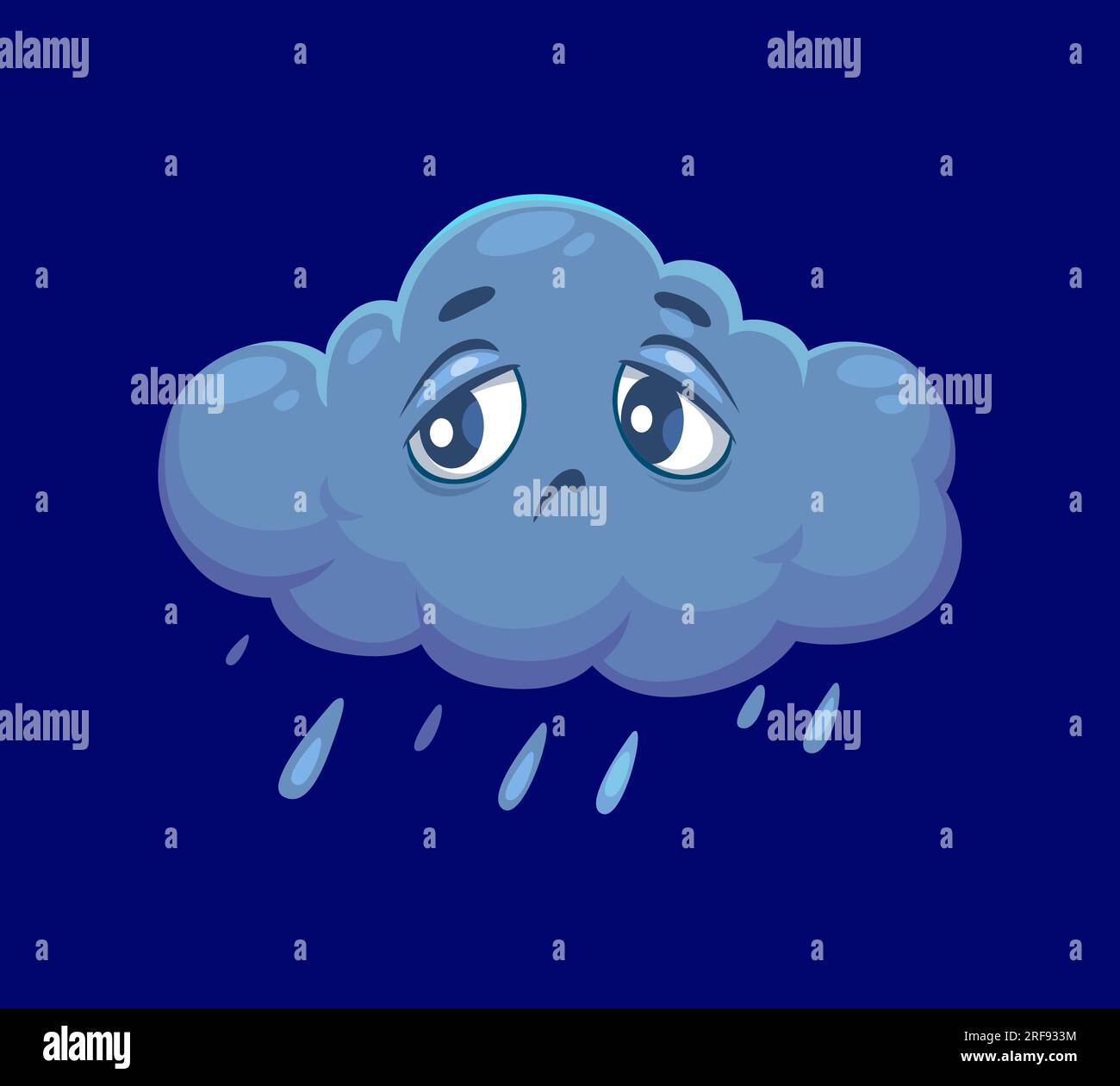 Cartoon cute rainy cloud weather character with rain droplets falling ...