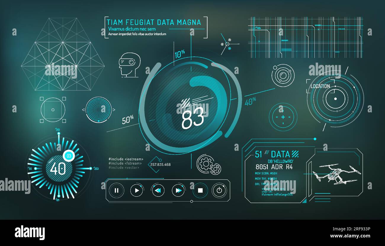 Set of infographic elements about virtual reality drone control Stock ...