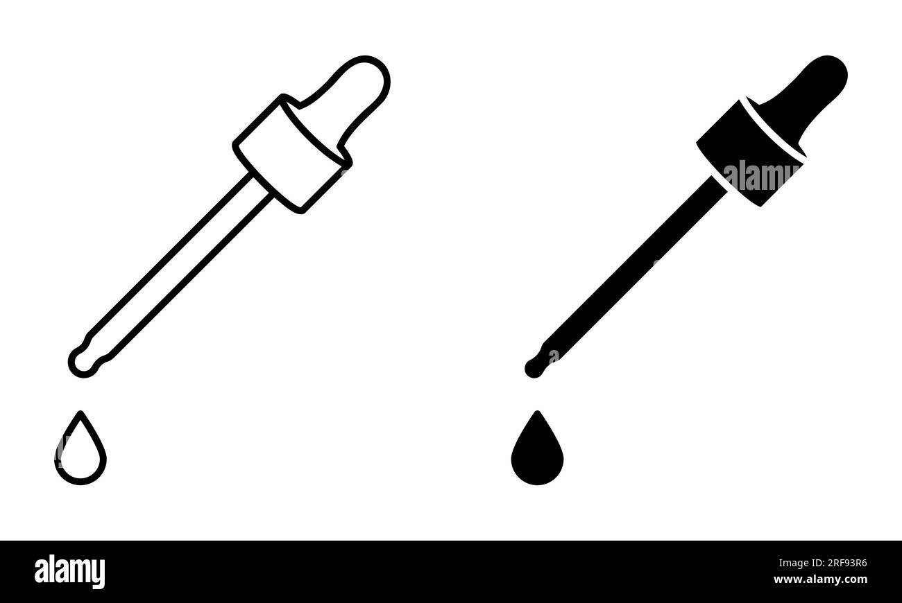 Dropper icon set. Flat and line art style. Vector illustration isolated ...