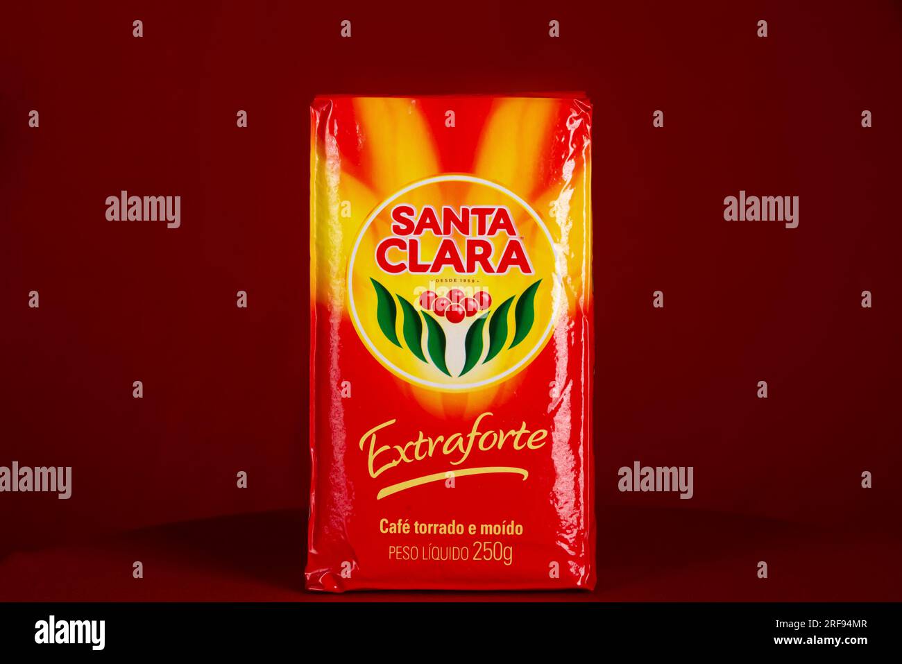 Salvador, Bahia, Brazil - July 30, 2023: A packet of Santa Clara brand ...