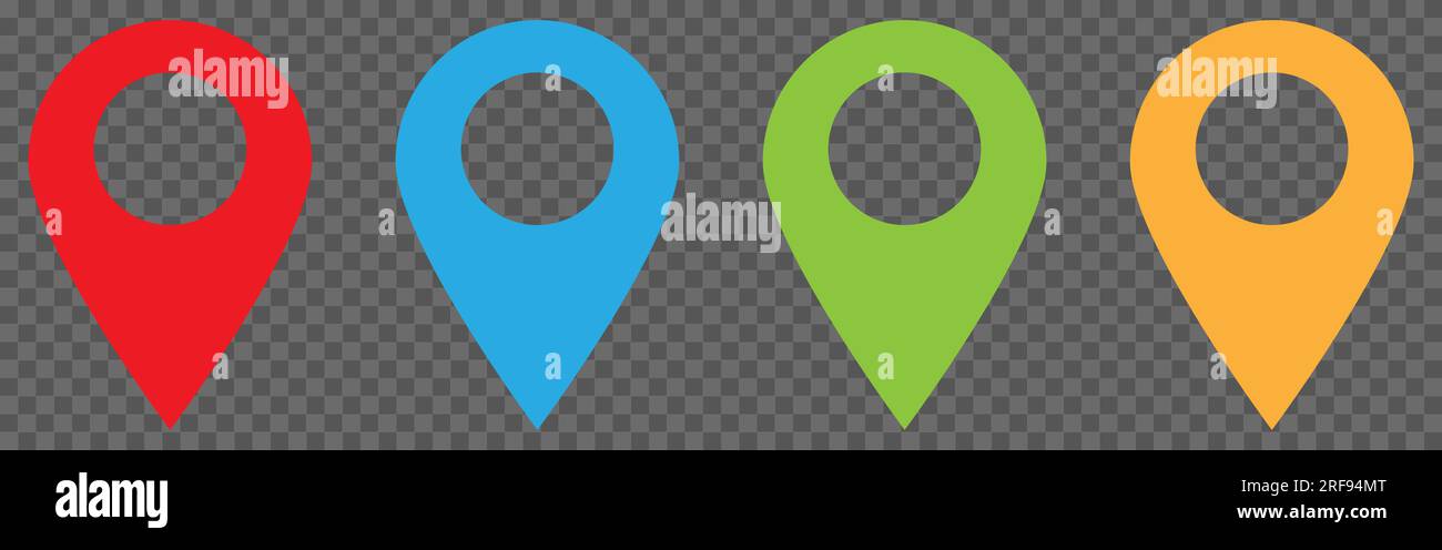 Set of bright map pin location icons. Design can use for web and mobile ...