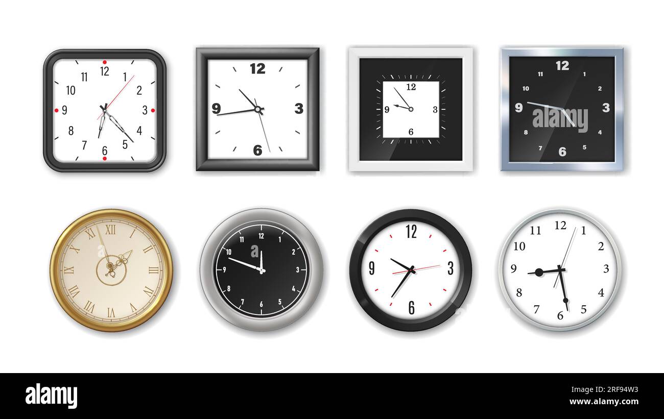 Watch face, realistic isolated wall clockwise with numerals and arrows ...