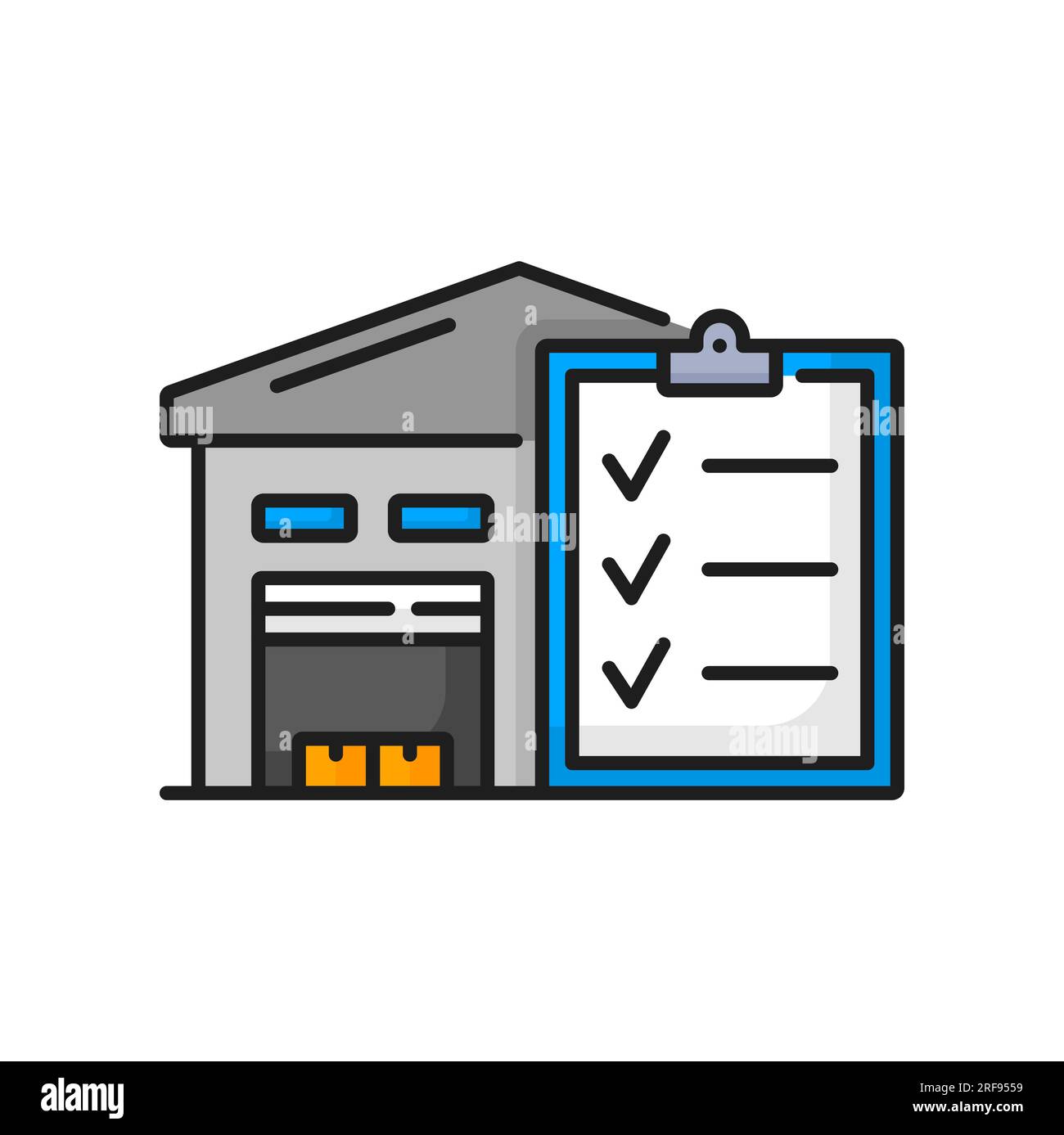Warehouse box check list icon Stock Vector Images - Alamy