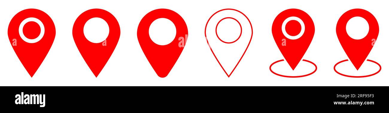 Set of red map pin icons. Design can use for web and mobile app. Vector ...