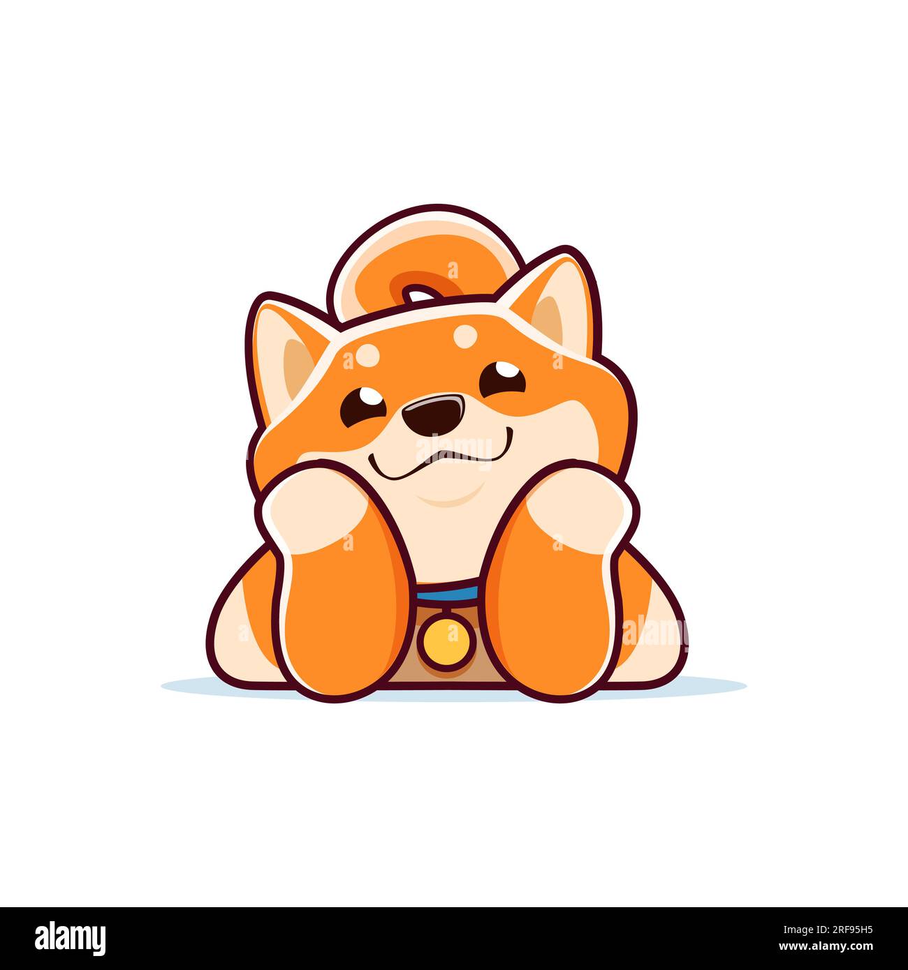 Cartoon happy shiba inu dog character, cute kawaii pet personage with ...
