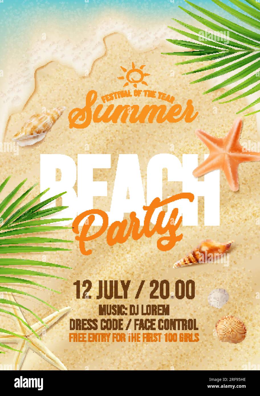 Conch shell palm on beach Stock Vector Images - Alamy