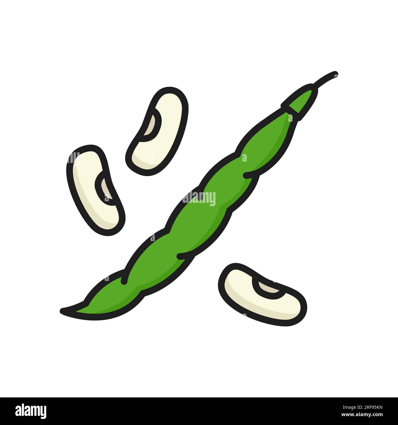 Pea closed pod isolated raw green legume vegetarian food thin line icon ...