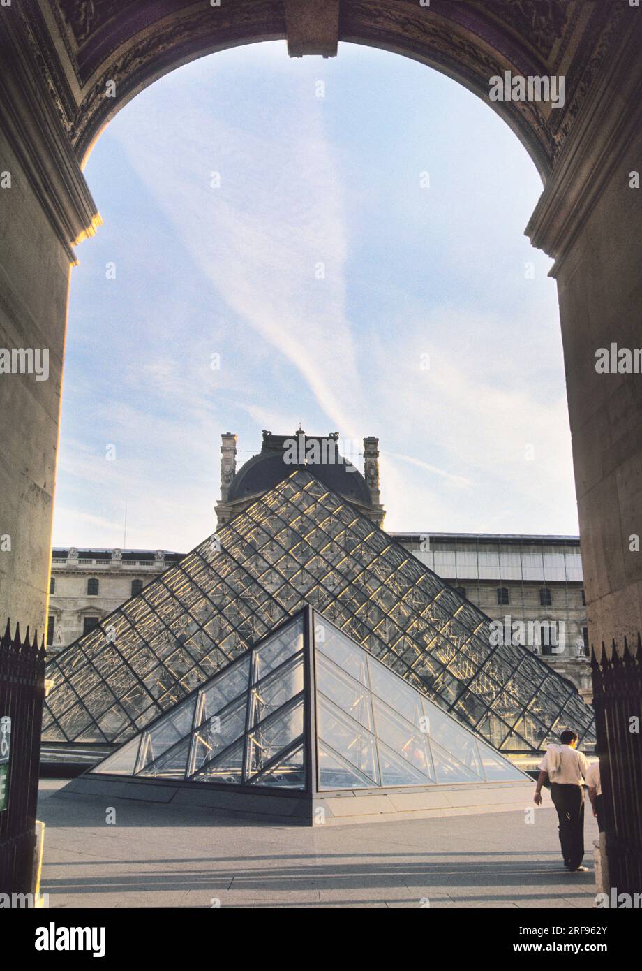 Louvre Museum Pyramid Paris France. Landmark museums in Europe. Arch. I ...