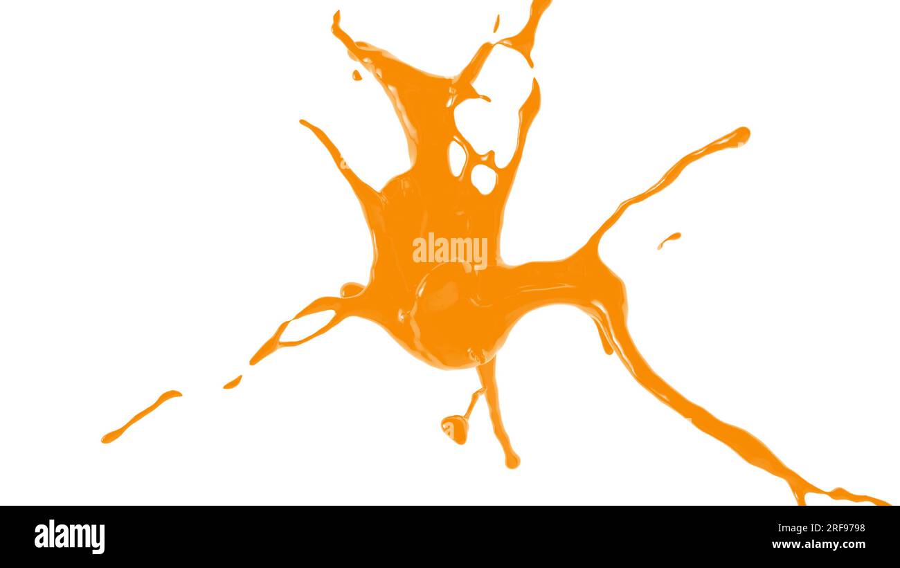 Orange liquid ink splash on white background Stock Photo - Alamy