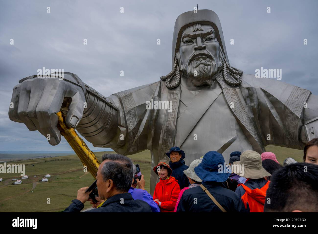 People on the observation platform in the head of the horse of the ...