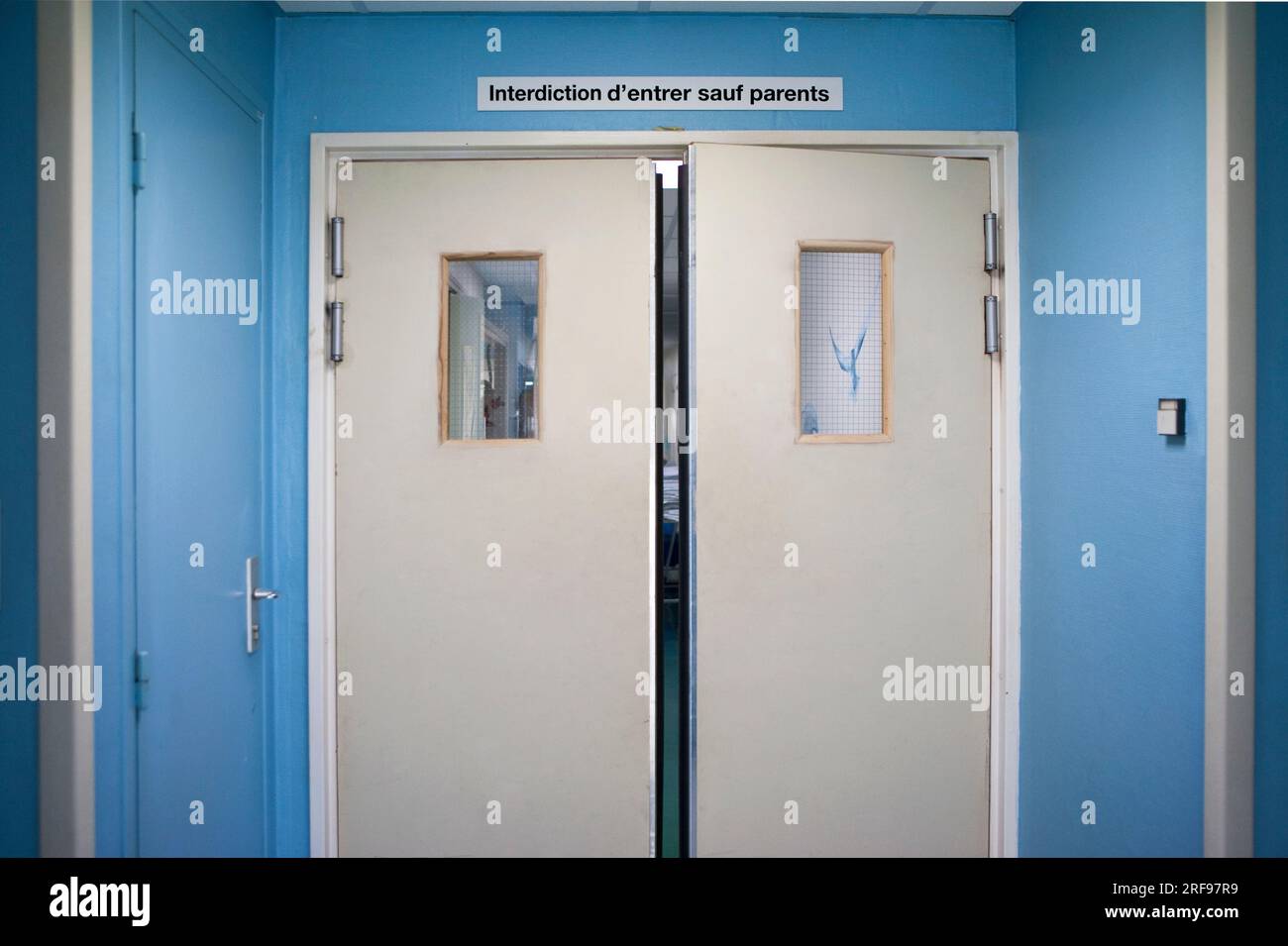 Neonatal ward of a hospital, front door Stock Photo - Alamy