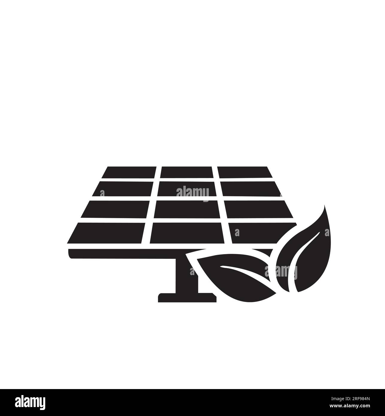 Solar panels and the eco friendly logo on a white background with copy ...