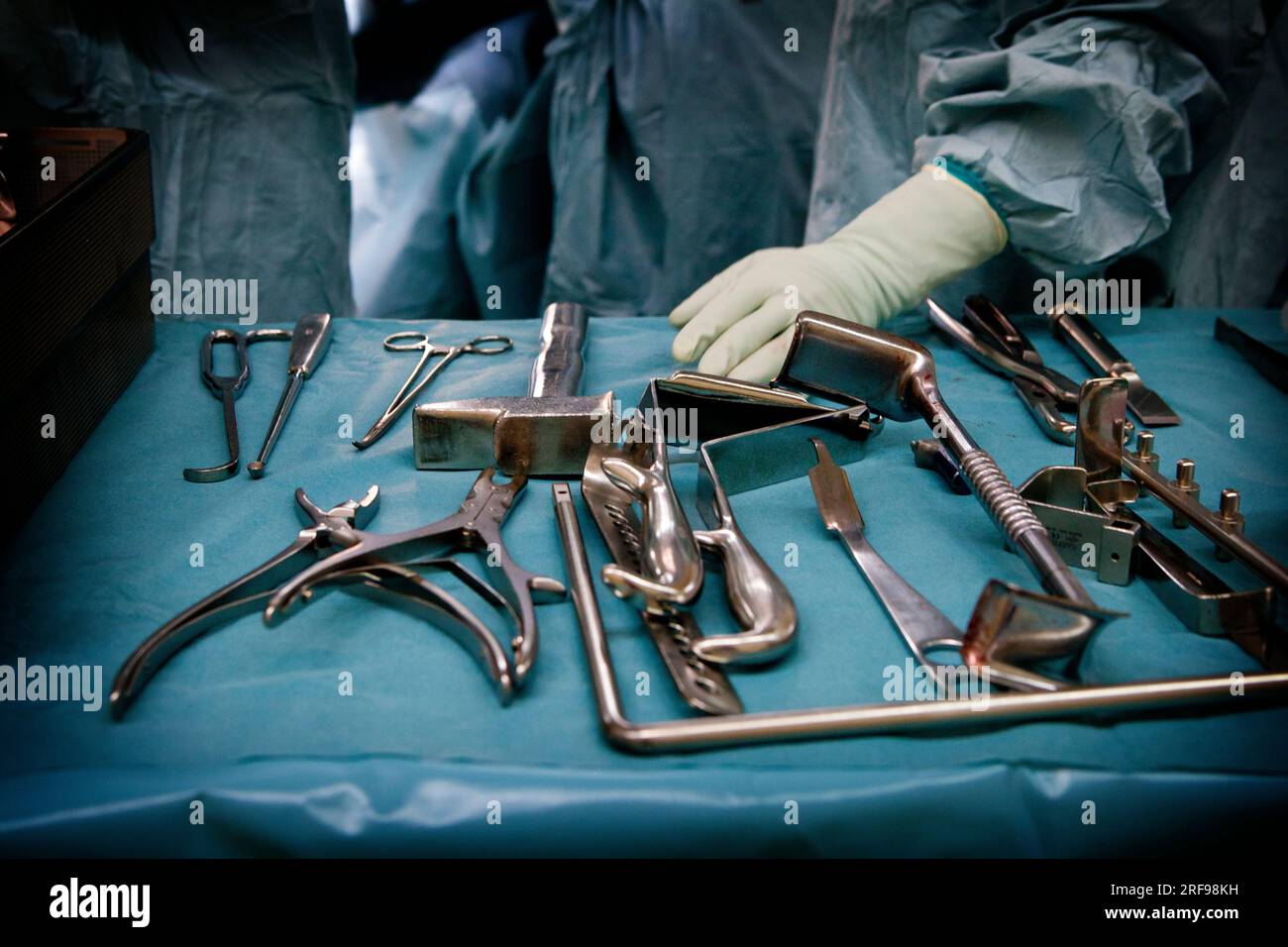 Orthopedic surgical instruments for fitting a hip prosthesis Stock ...