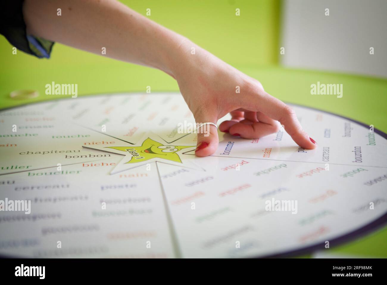 Speech therapy exercise with a child suffering from dysphasia ...