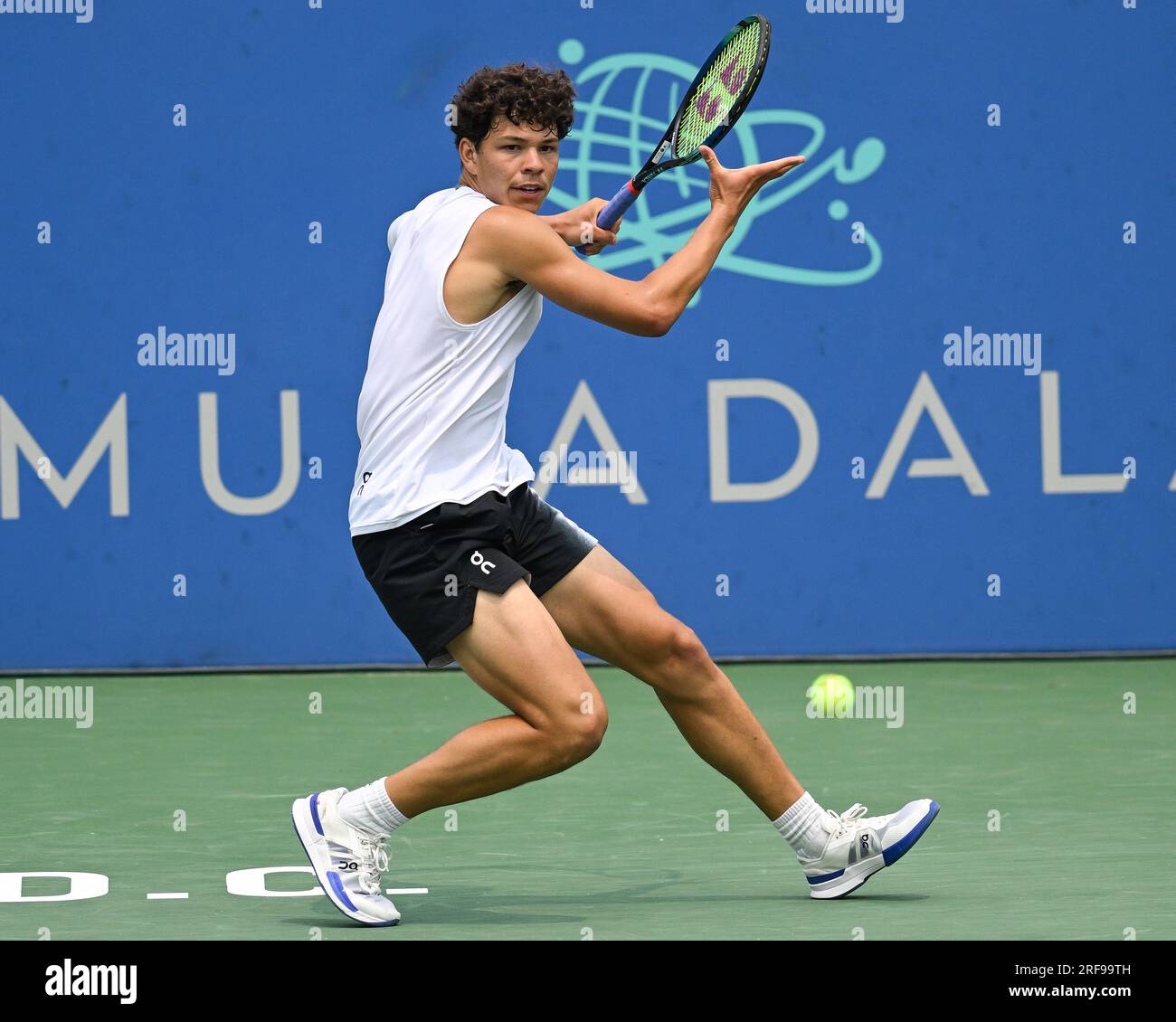 Washington, D.C, USA. 1st Aug, 2023. BEN SHELTON hits a forehand during ...