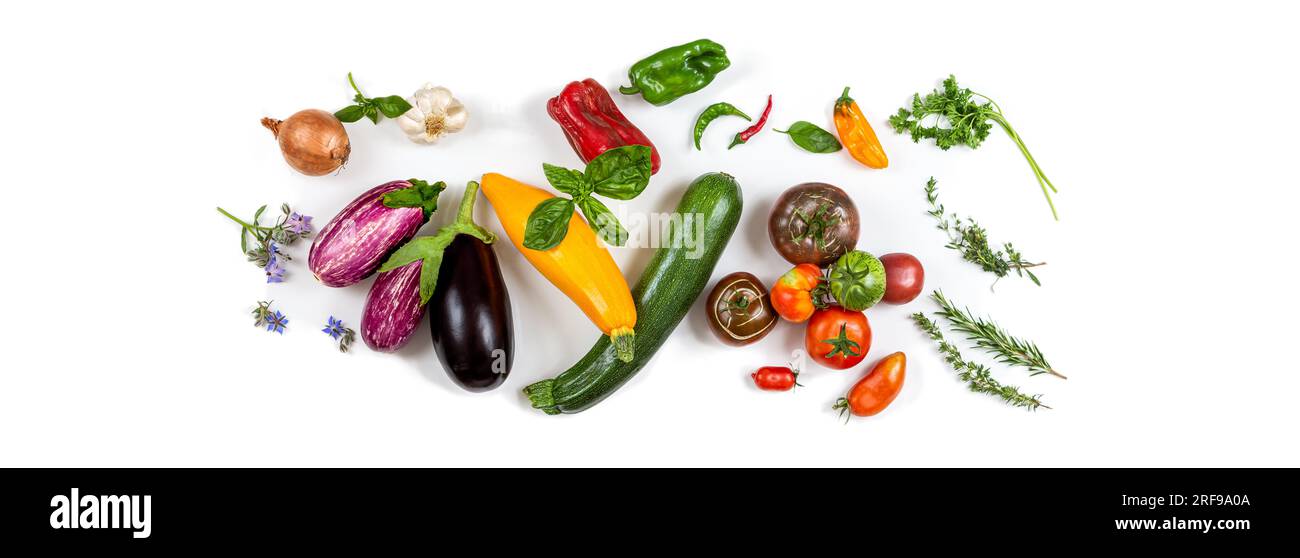 Panoramic - ingredients to cook a ratatouille freom nice france on a ...