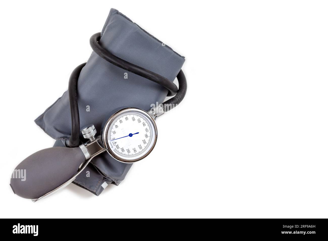 Blood pressure monitor seen from above on a white background Stock ...