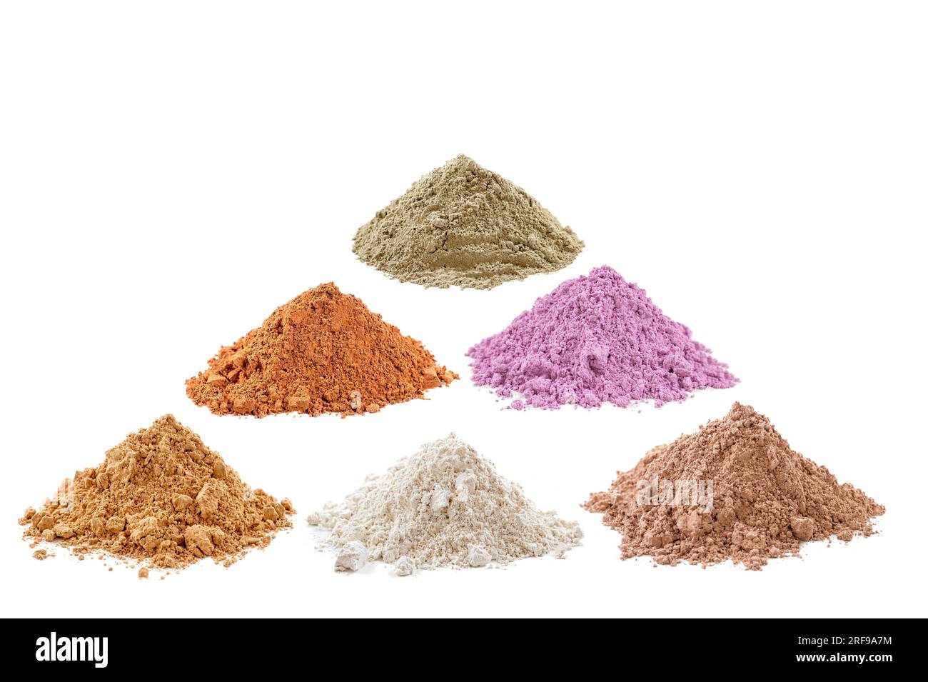 Assortment of clay powders on white background Stock Photo - Alamy