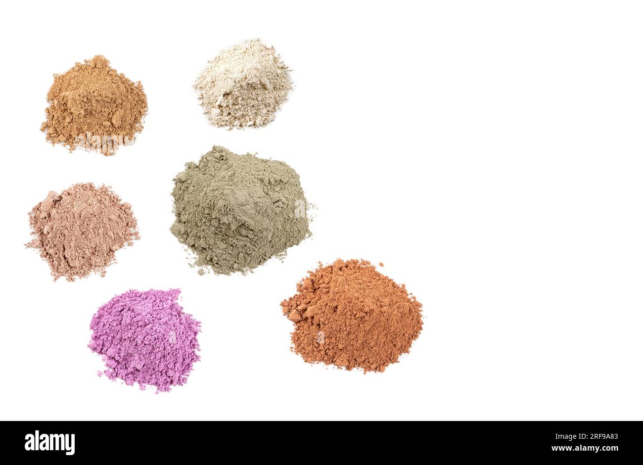 Assortment of clay powders on white background Stock Photo - Alamy