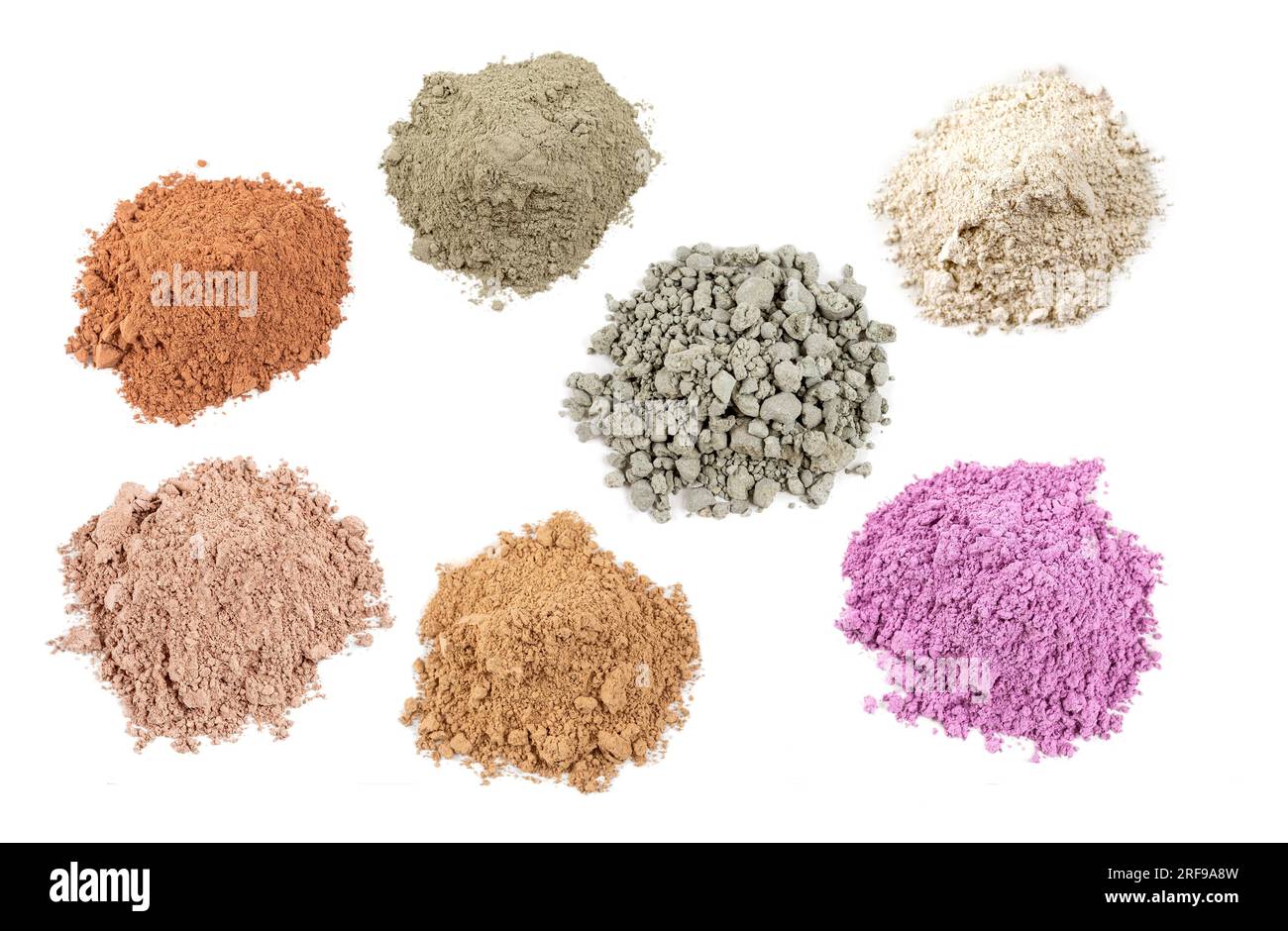 Assortment of clay powders on white background Stock Photo - Alamy