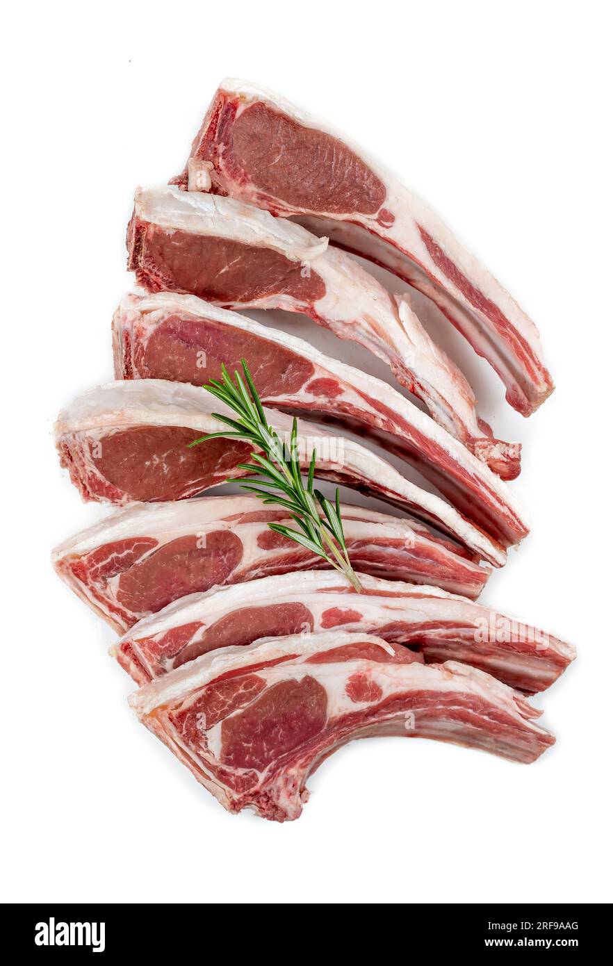 Lamb chops close up on plain background Stock Photo - Alamy
