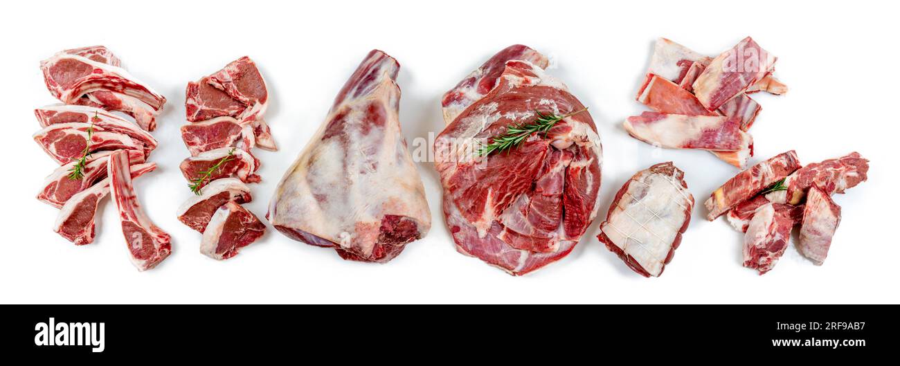 Raw lamb meat on plain background Stock Photo - Alamy