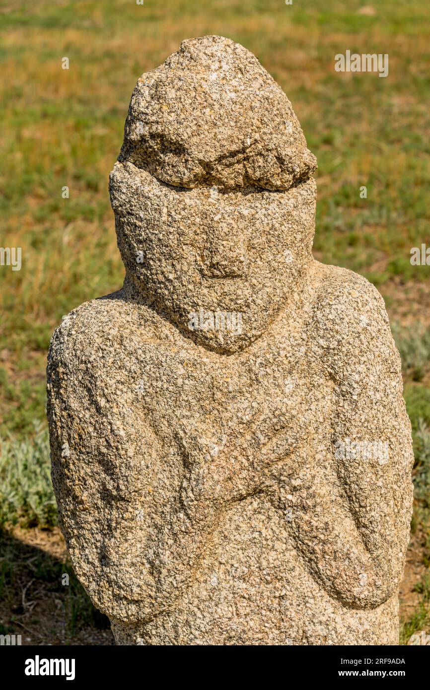 A stone figure of the Ungut complex, a Turkik monument ensemble ...
