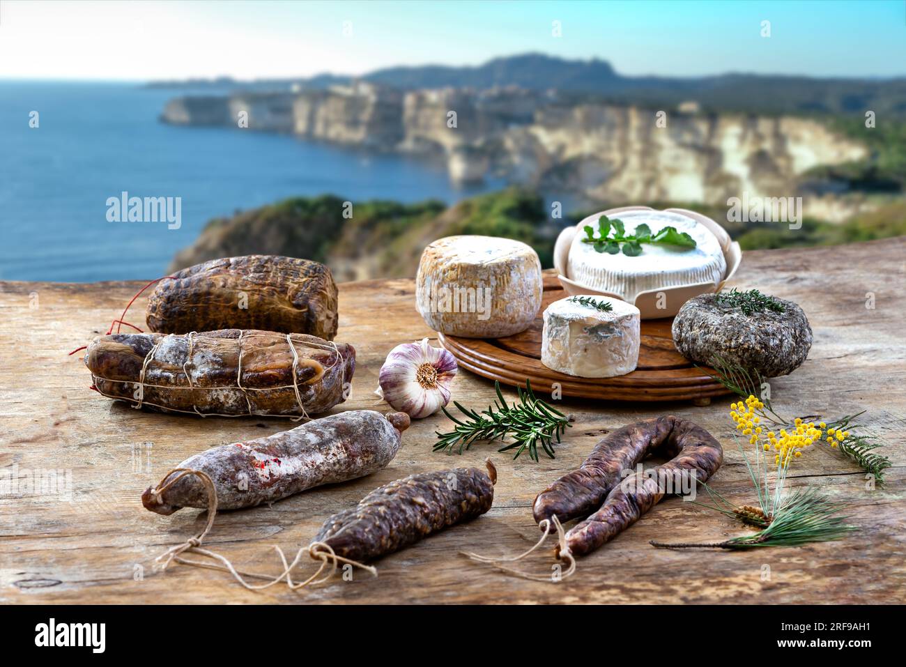 Assortment of charcuterie and Corsican cheeses Stock Photo - Alamy
