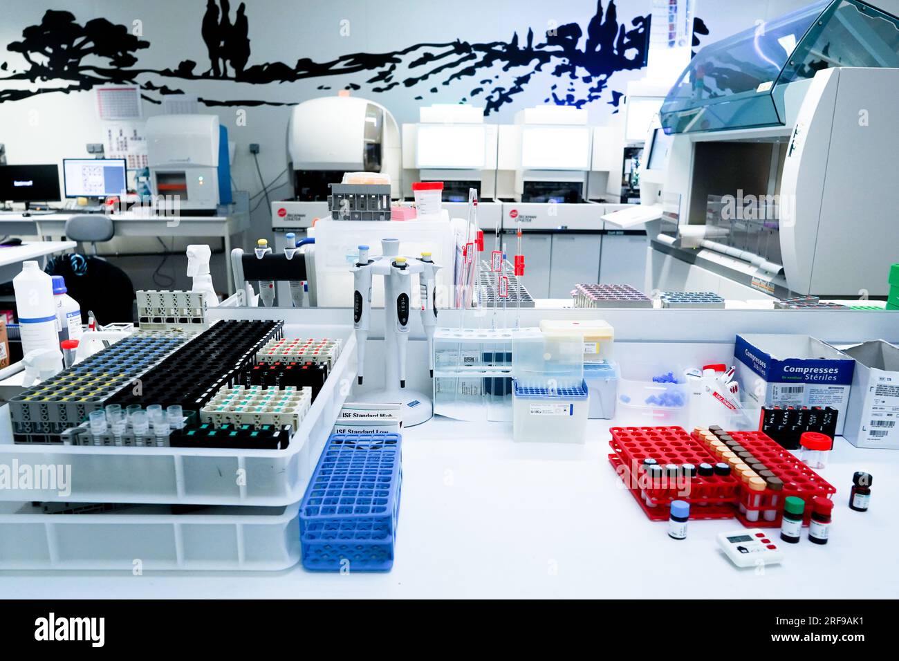 Technical platform of the Inovie 34 laboratory . Biochemistry bench ...