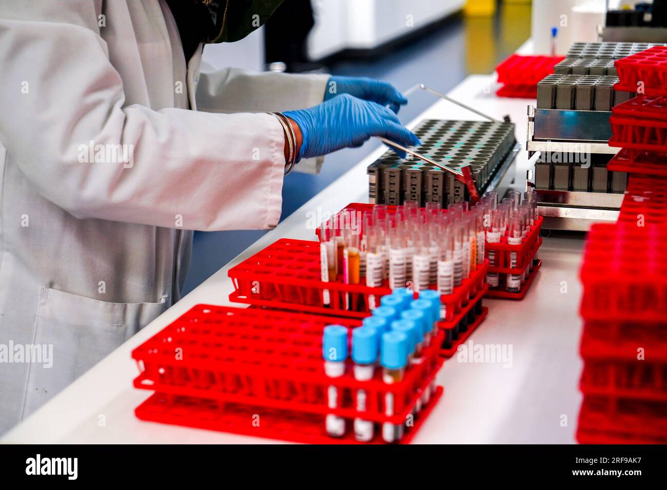 Technical platform of the Inovie 34 laboratory . Handling of the racks ...