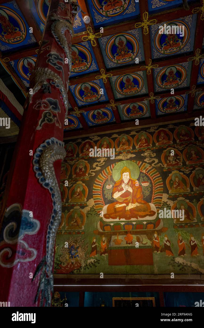 Wall painting inside Zuu temple, part of the Erdene Zuu monastery ...