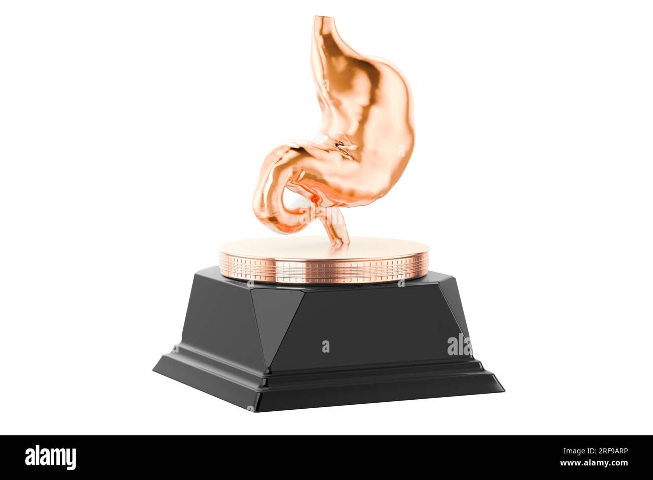 Golden Stomach Award Trophy Pedestal. 3d Rendering isolated on white ...