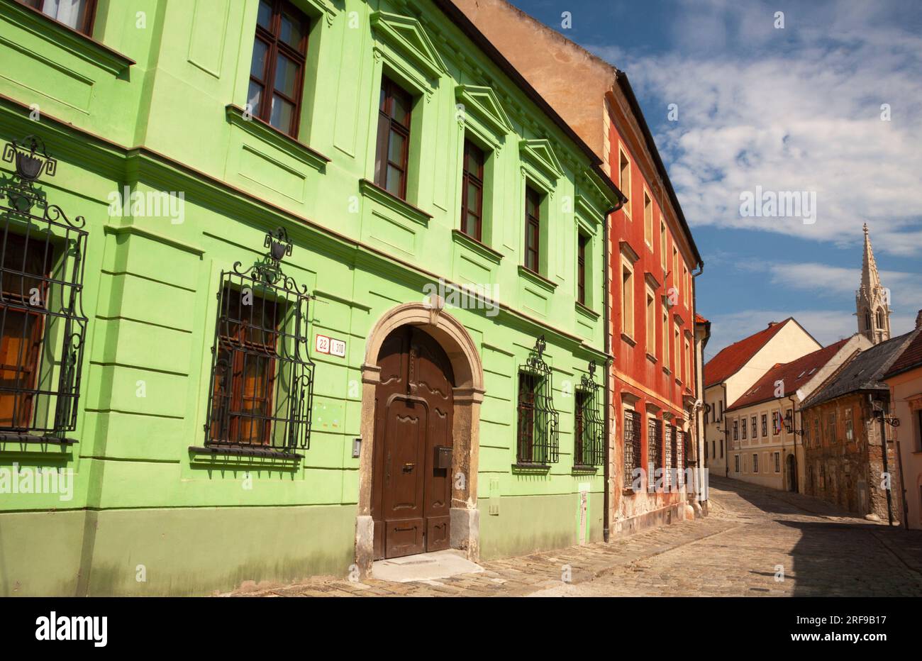 Painted buildings in the old town of Bratislava in Slovakia in Europe ...