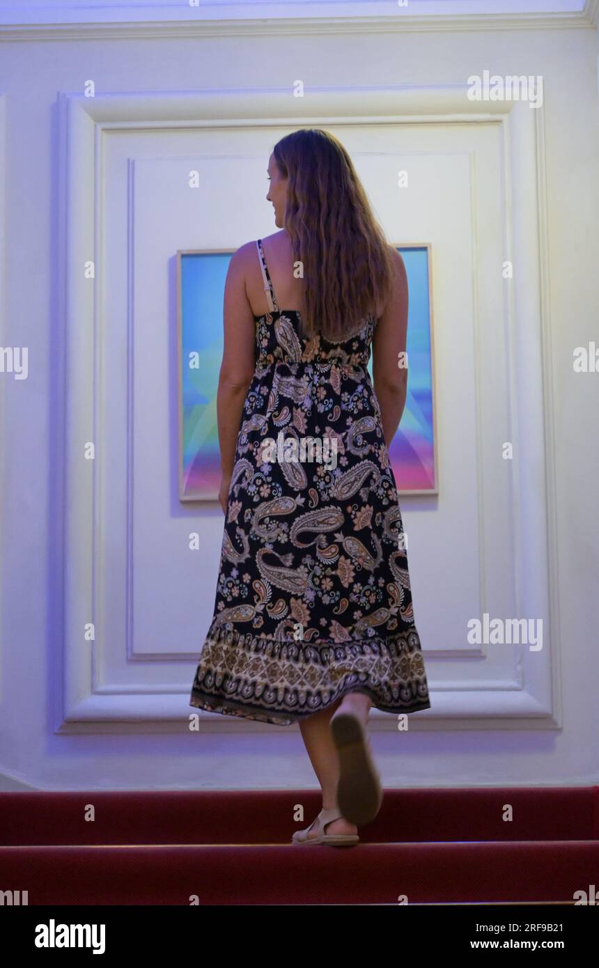 Woman dress silhouette walking hi-res stock photography and images - Alamy