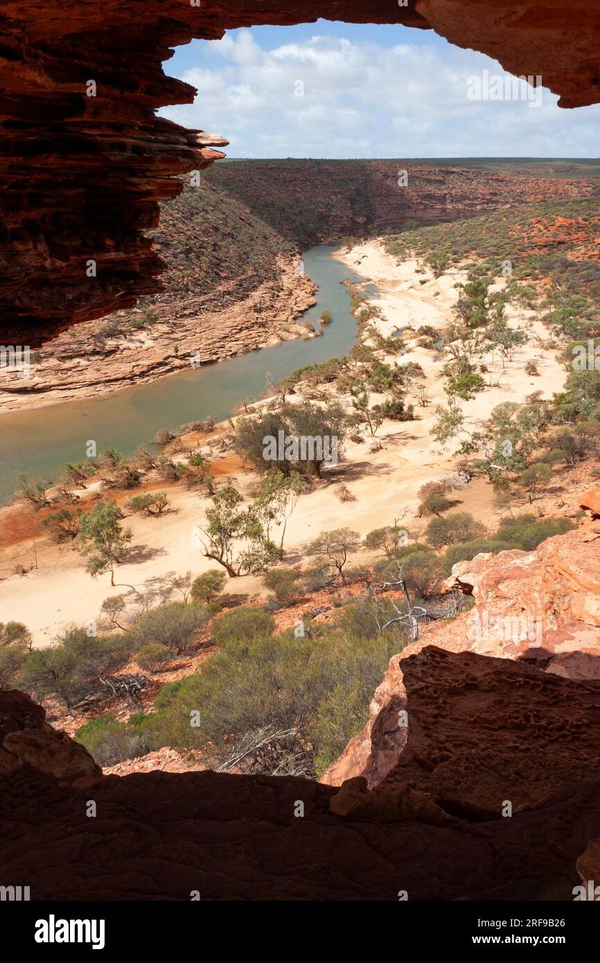 Lookout view through Natures window over the Murchison river gorge in ...