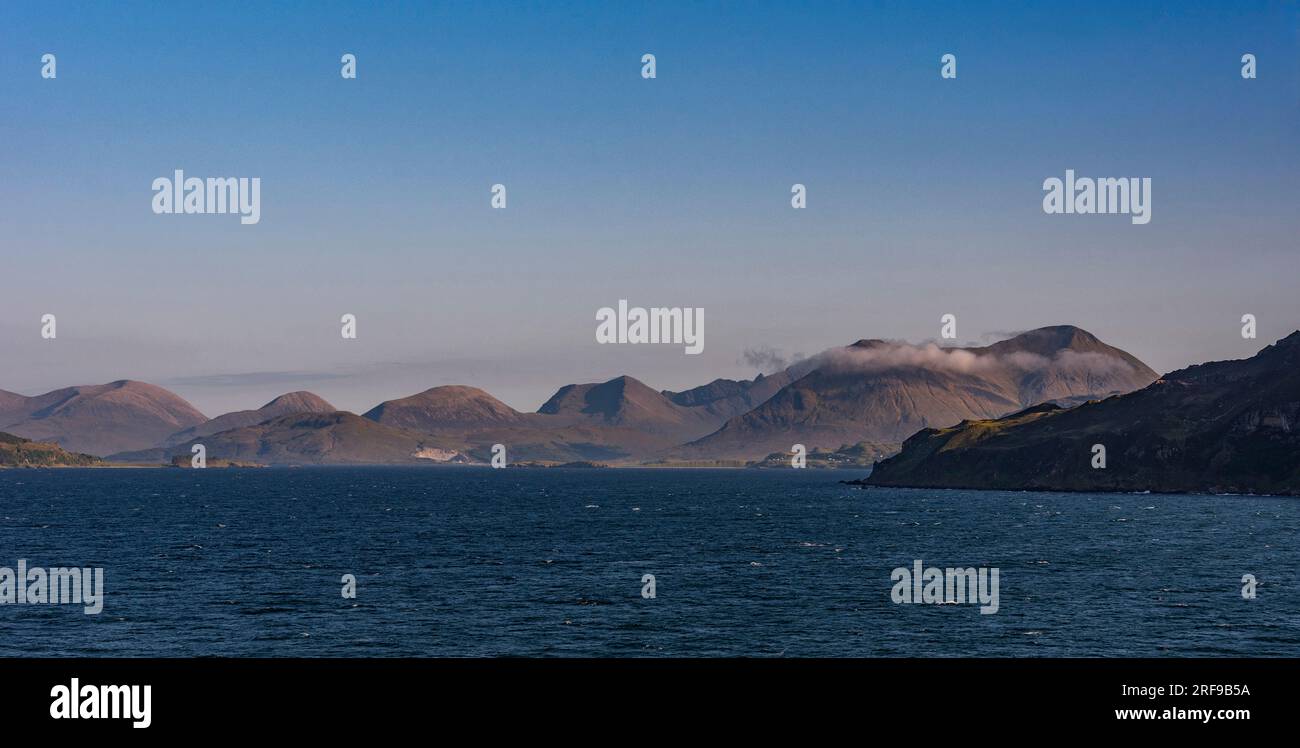 Portree, Isle of Skye, Scotland, UK. 5 June 2023. View of Cuillin hills from Loch Coruisk, Isle ...