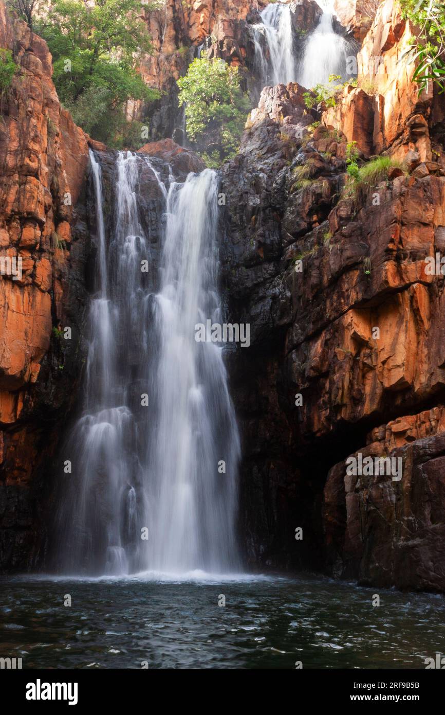 Waterfall and water hole in the Northern Territory in Australia Stock ...