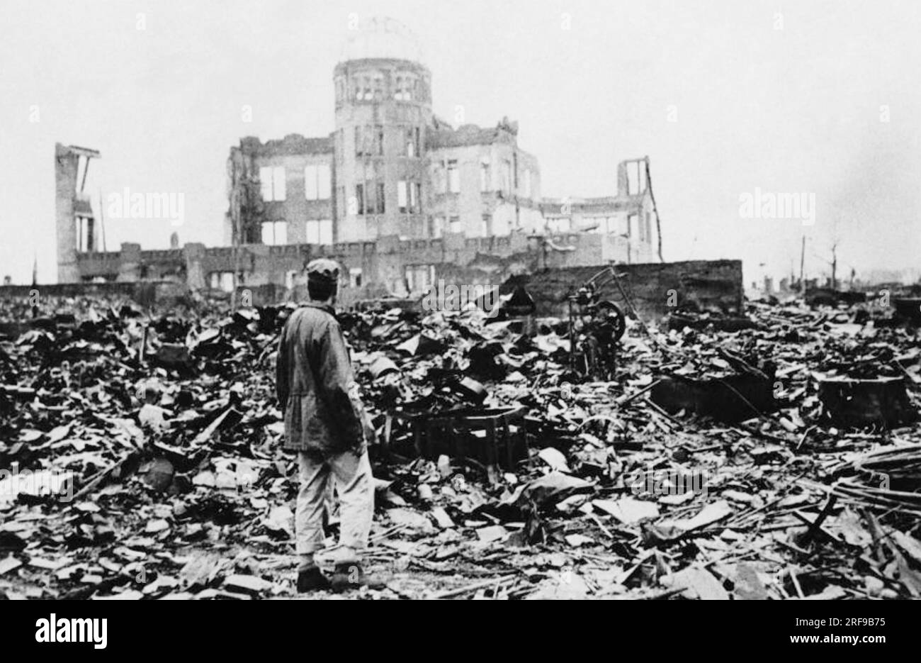 HIROSHIMA 1945 showing the Genbaku Dome after the atomic bomb attack on ...