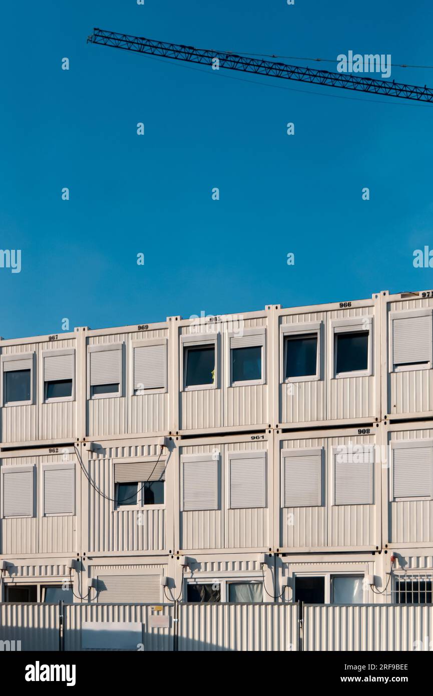 white metal temporary construction trailers and containers set for ...