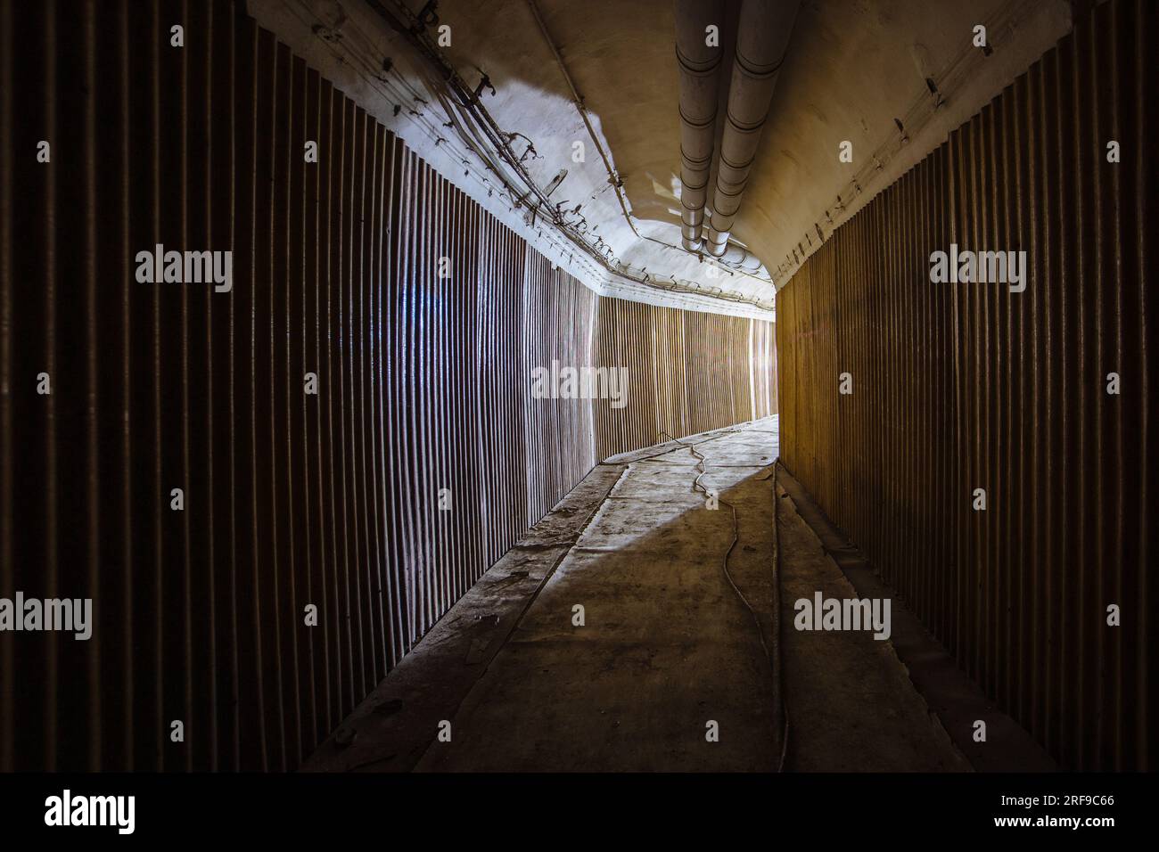 Old vaulted corridor of Soviet bunker, echo of Cold War Stock Photo - Alamy