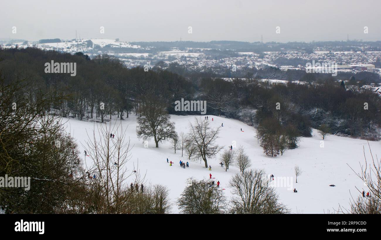 Lickey Hills in winter with families sledging Stock Photo - Alamy