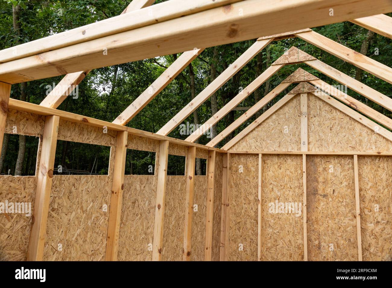 Storage shed under construction being built Stock Photo - Alamy