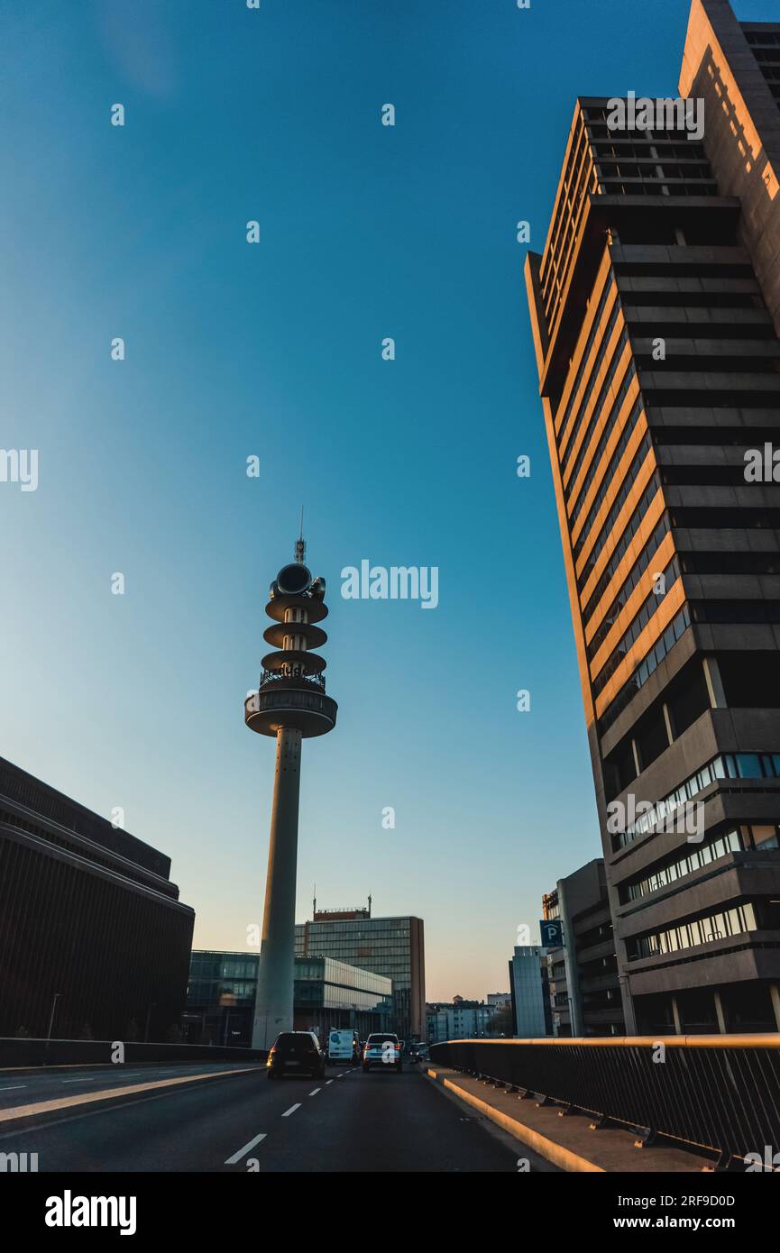 German Hanover city downtown with modern VW tower, skyscrapers and ...