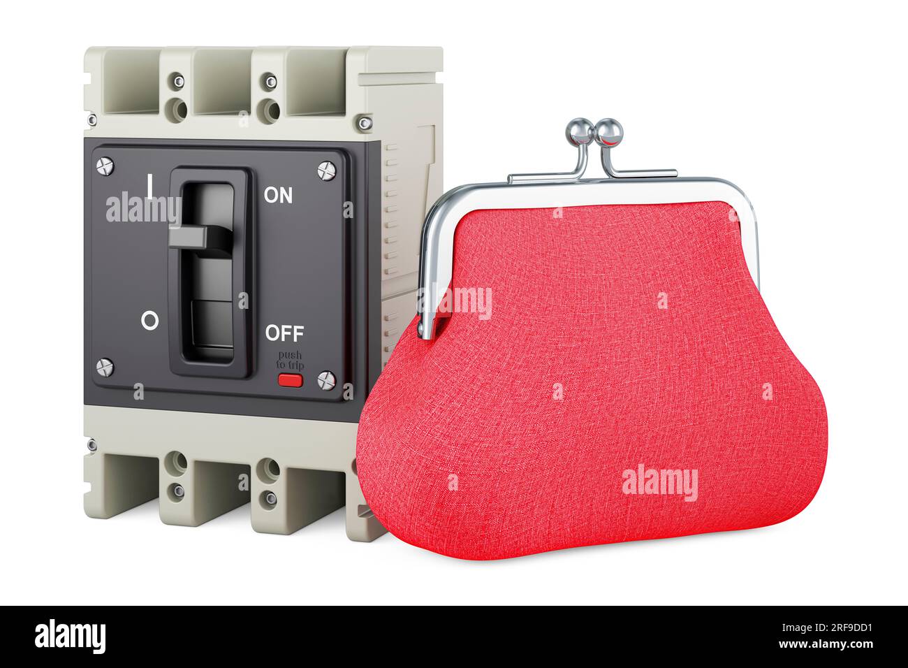 Circuit breaker with coin purse, 3D rendering isolated on white ...