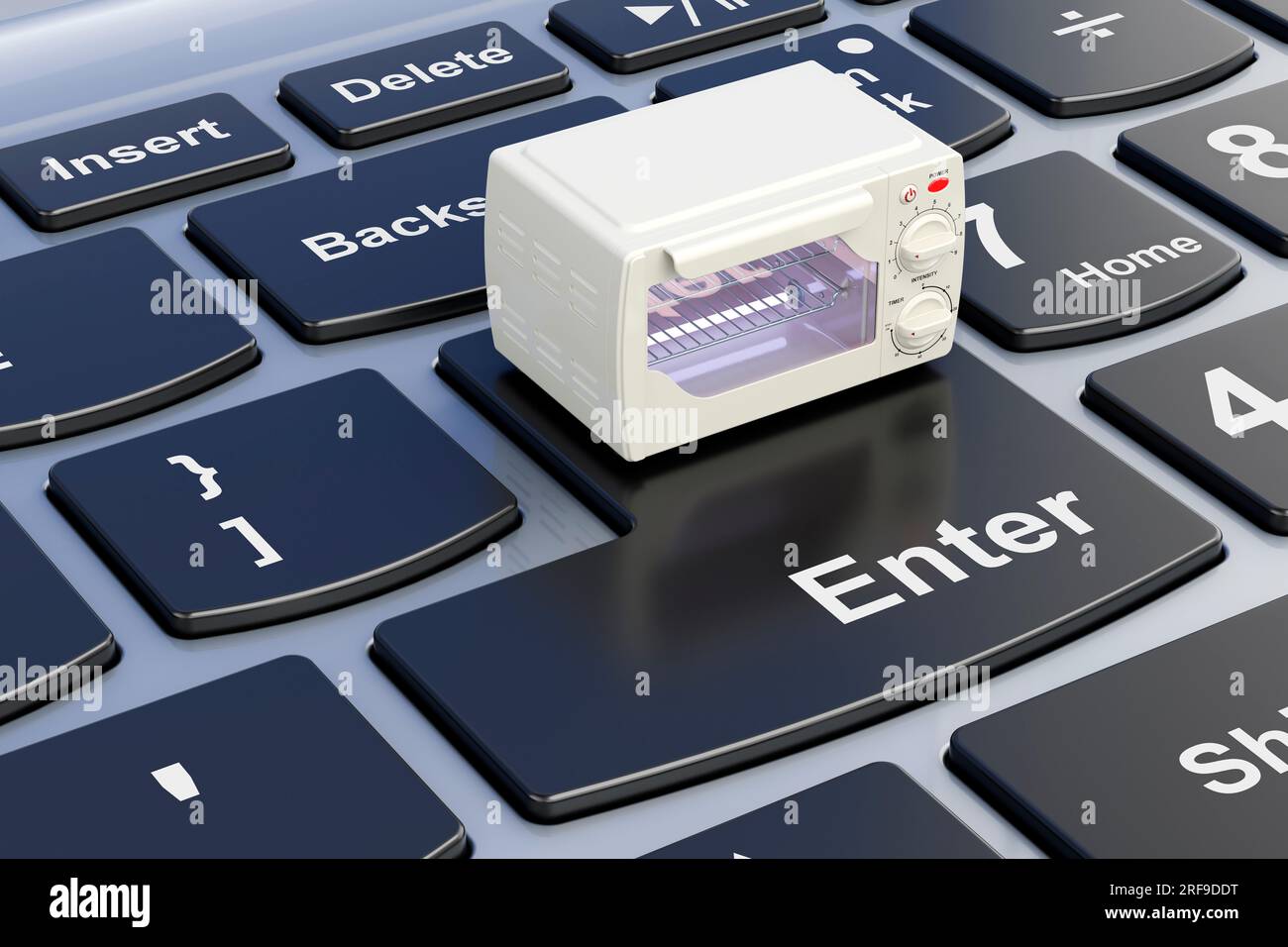 Ultraviolet Sterilizer Cabinet on laptop keyboard. 3D rendering Stock ...