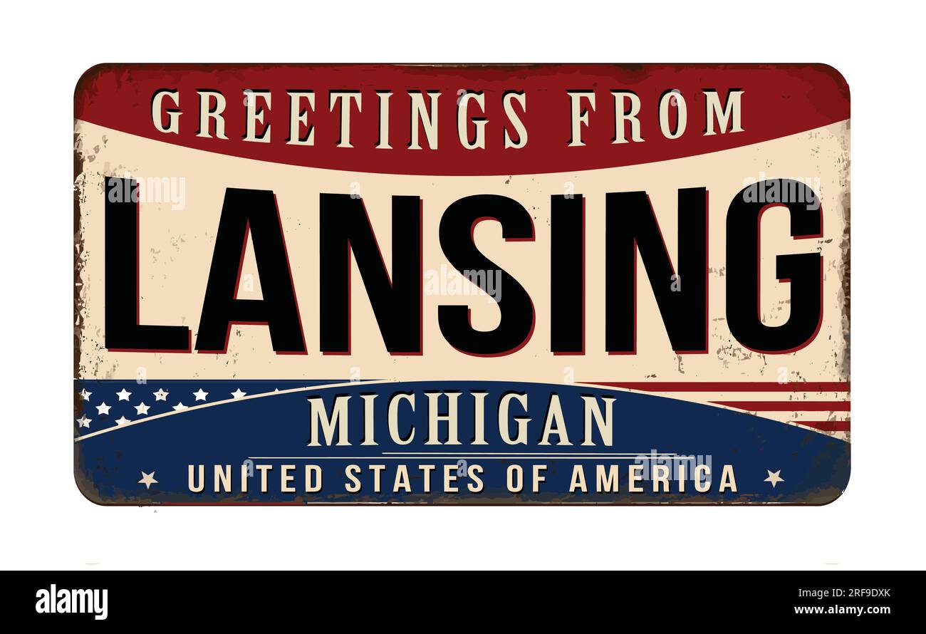 Vintage map of lansing Cut Out Stock Images & Pictures - Alamy