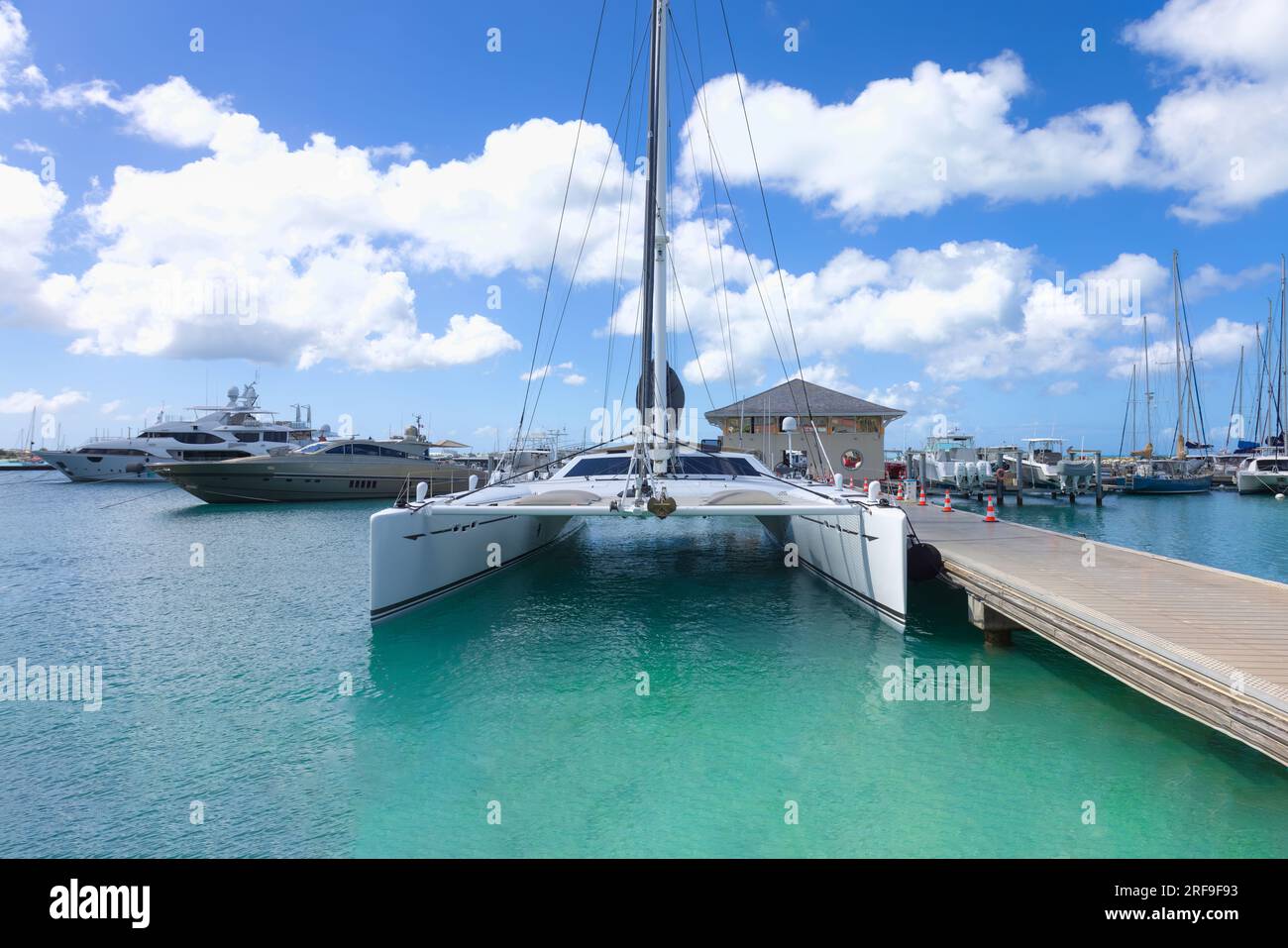 Saint Martin, Marigot waterfront Fort Louis marina with yachts and ...