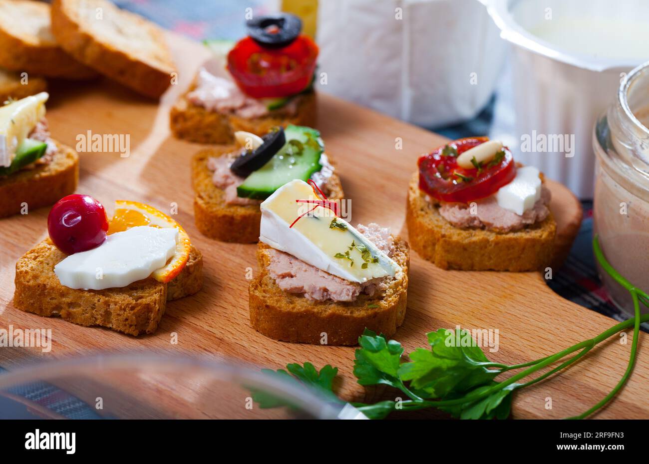 Assorted homemade canape appetizers Stock Photo - Alamy
