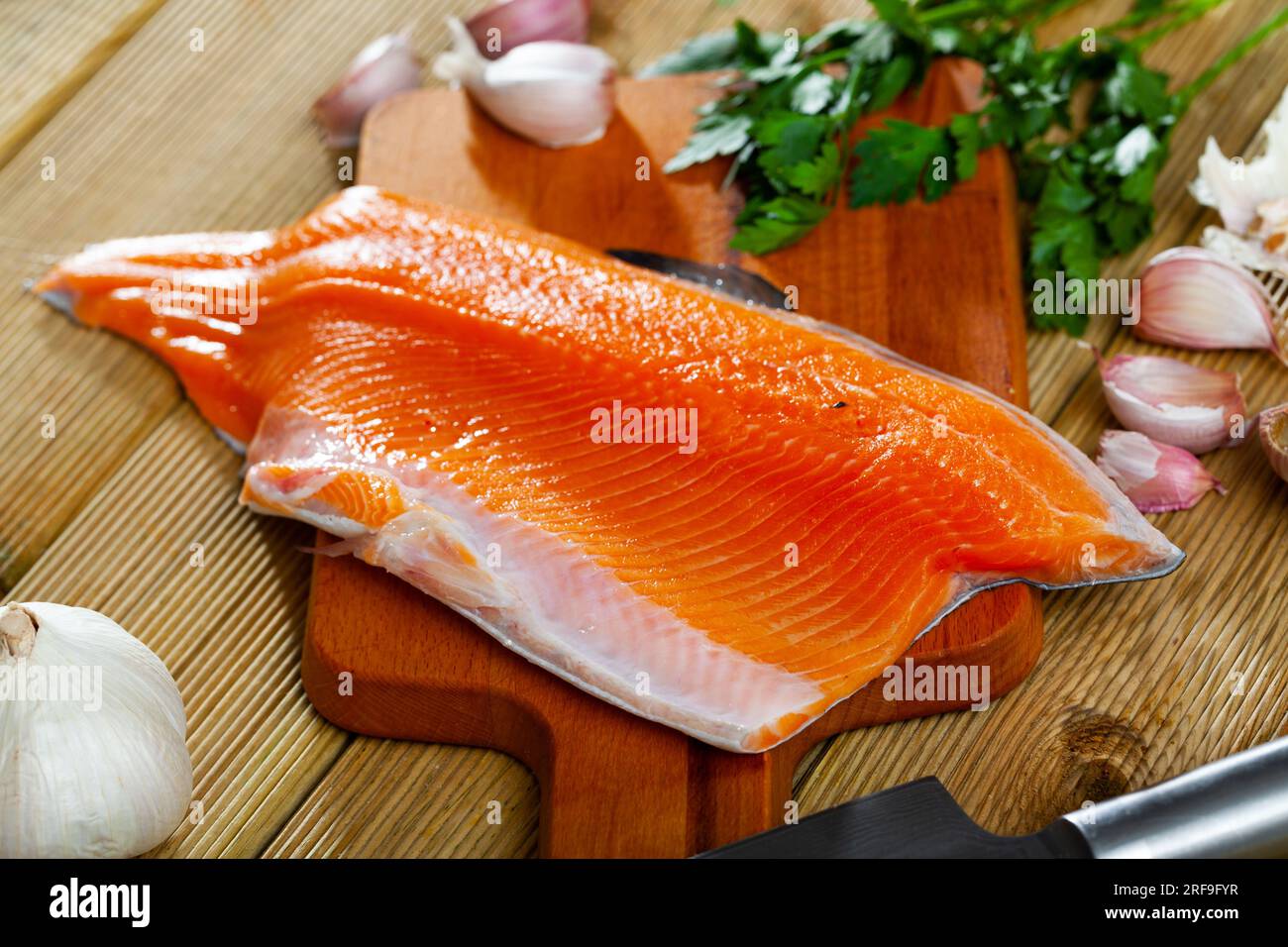 Fresh trout fillet with seasonings Stock Photo - Alamy