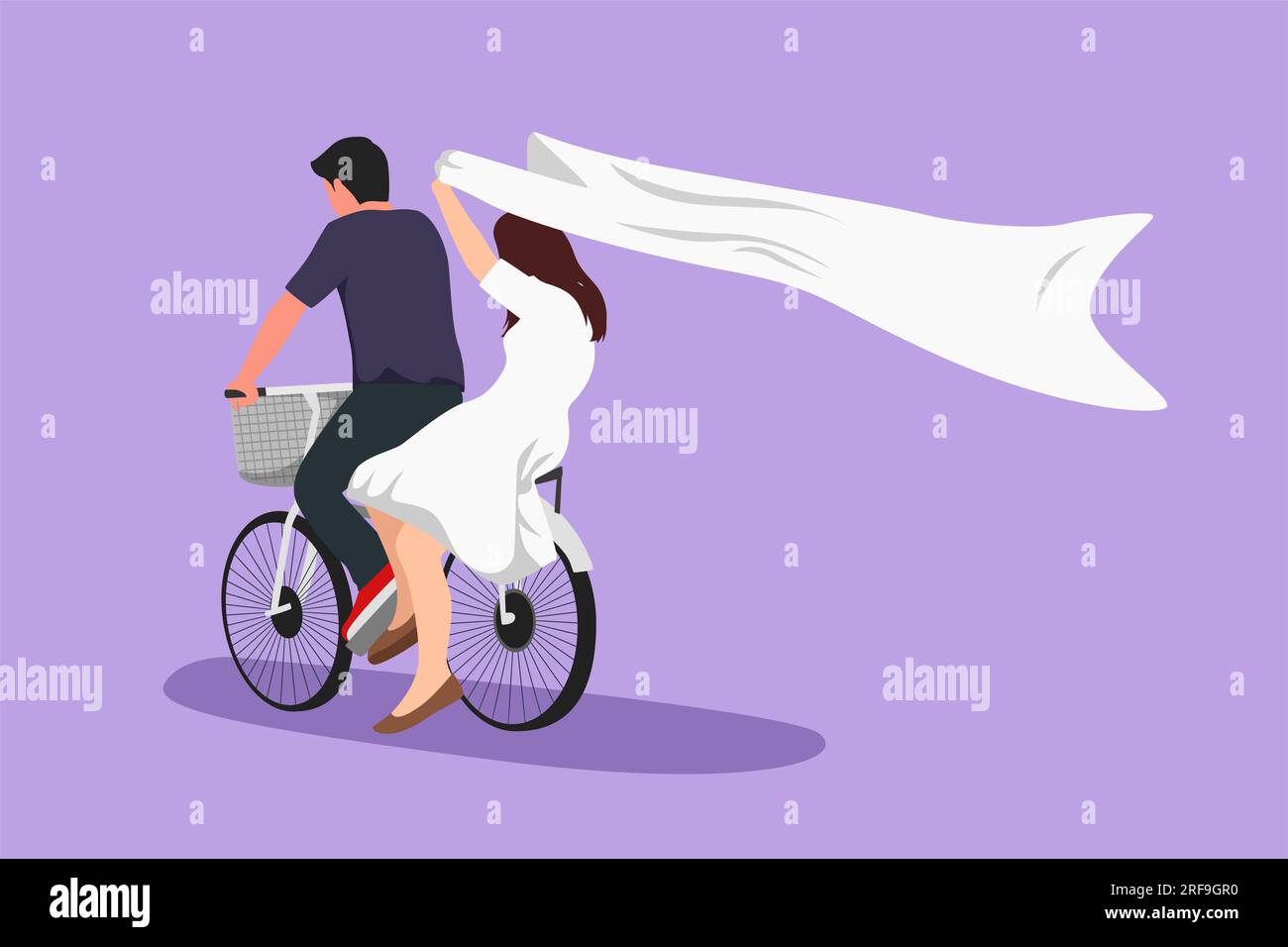 Graphic flat design drawing romantic couple having fun on date riding ...